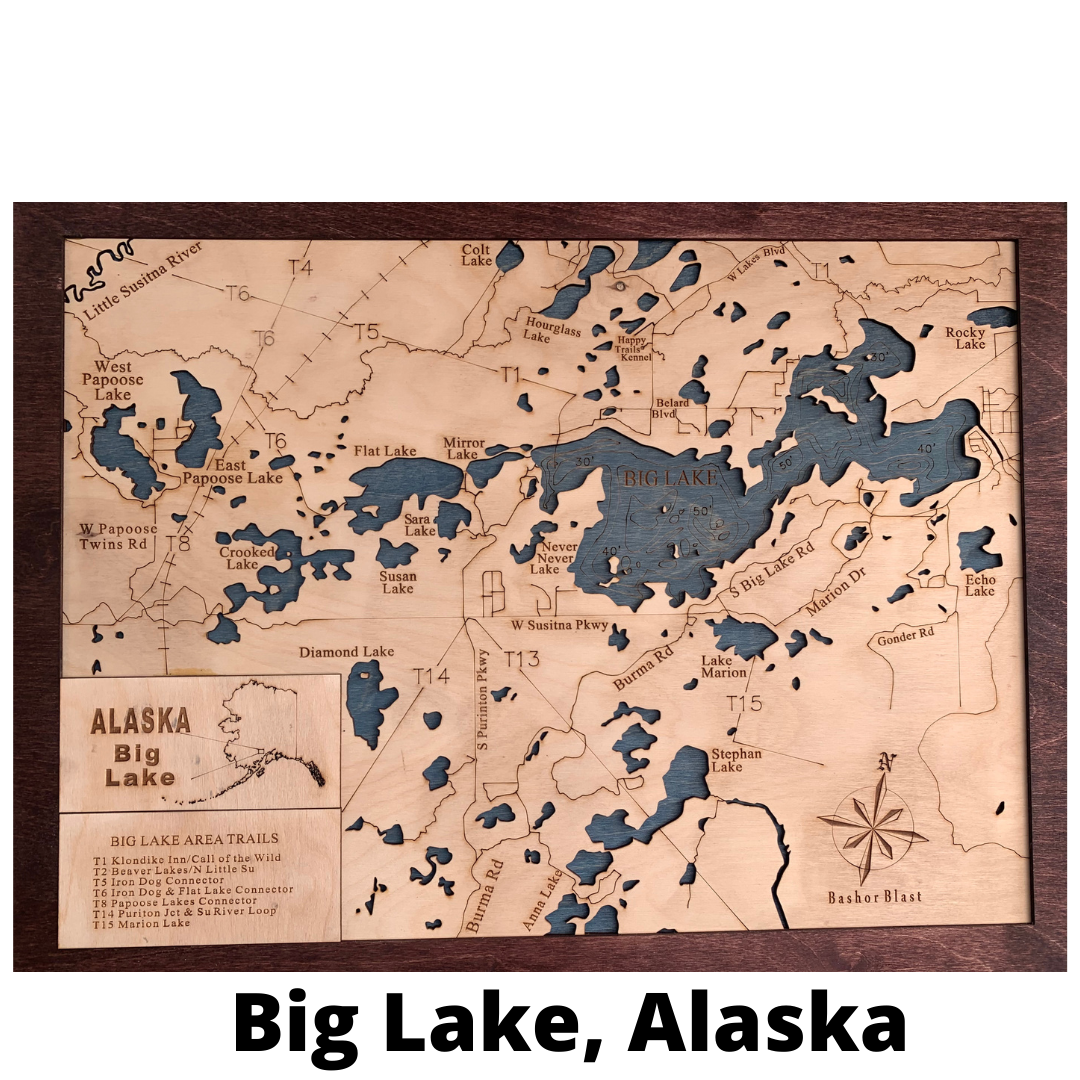 Big Lake Map 24x18 | BASHOR BLAST Alaskan Gifts