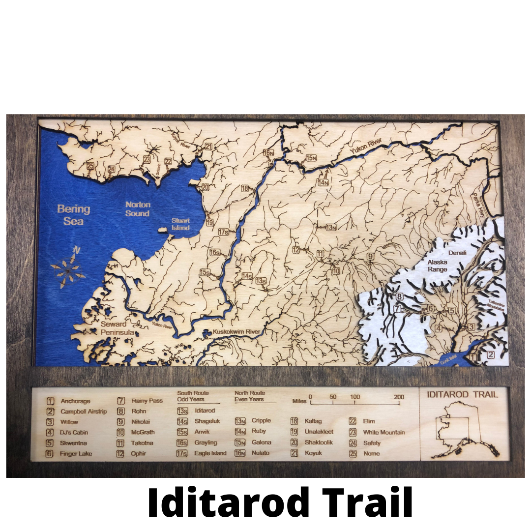 Iditarod Map 24x18 | BASHOR BLAST Alaskan Gifts